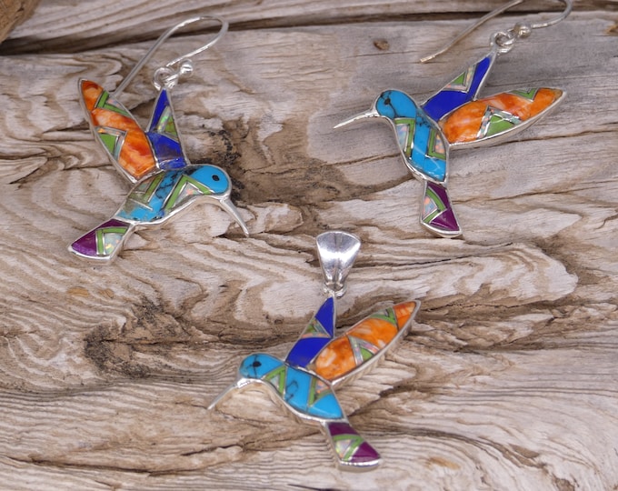 Hummingbird Southwestern Sterling Silver Colorful Multi Gemstone & Opal ...