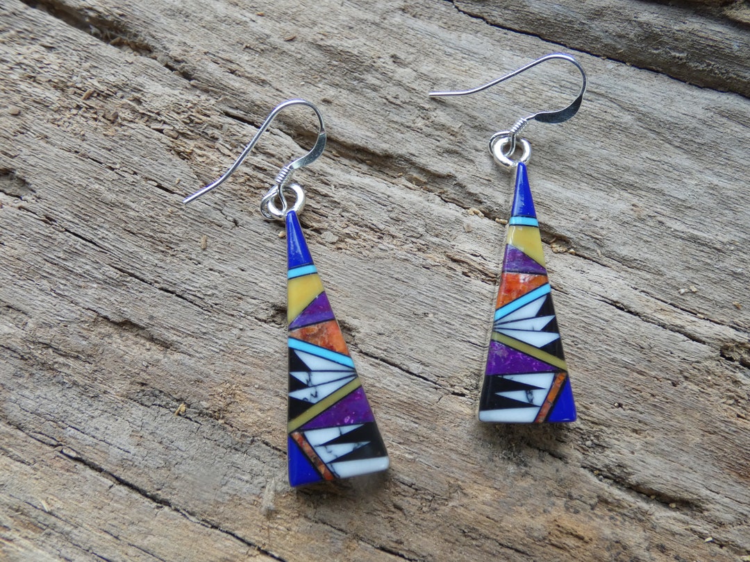 Micro Inlay Unique Design Handcrafted Southwestern Sterling Silver 925 ...
