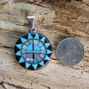 Zuni Sun God Gemstone & Vibrant Blue Fire Opal Handcrafted Micro Inlay ...