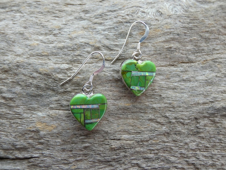 Southwest Sterling Silver 925 Green Gaspeite With Opal Heart - Etsy