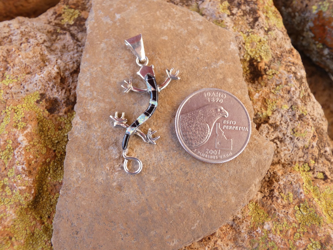 Lizard Gecko Southwestern Handcrafted Sterling Silver Black - Etsy