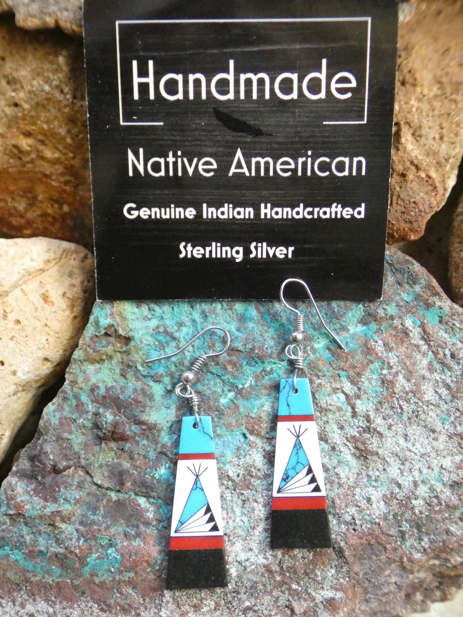 Native American Handmade Polished Slab Southwest Teepee Multi Gemstone ...