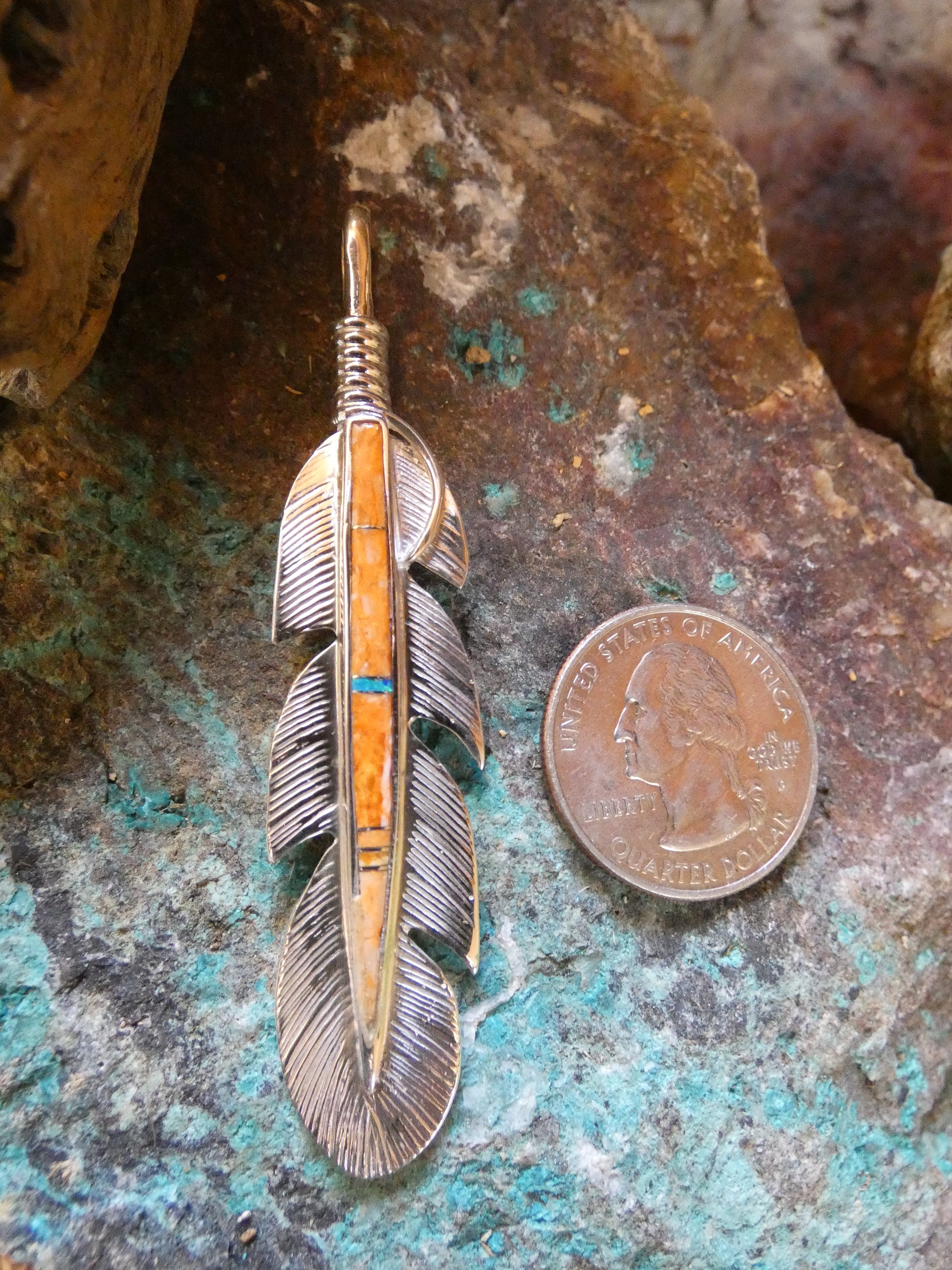 Goregous Handcrafted Feather Southwestern Nice XL Size Orange Spiny ...