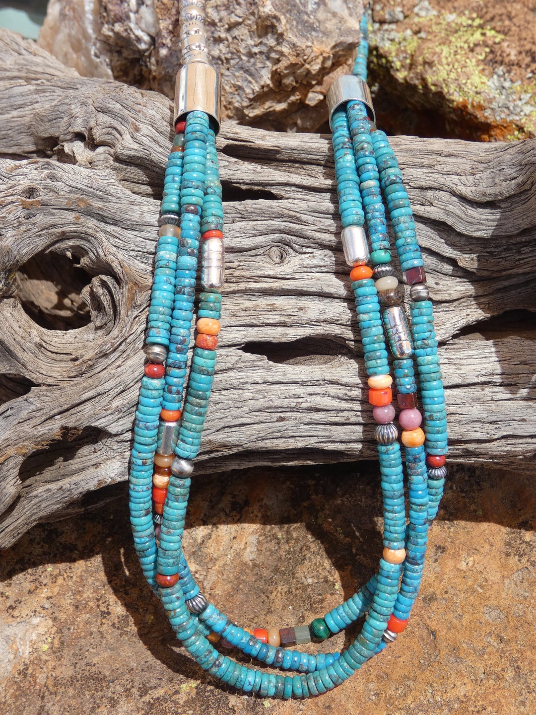 Native American Made Colorful Multi Gemstone and Turquoise Handcrafted ...