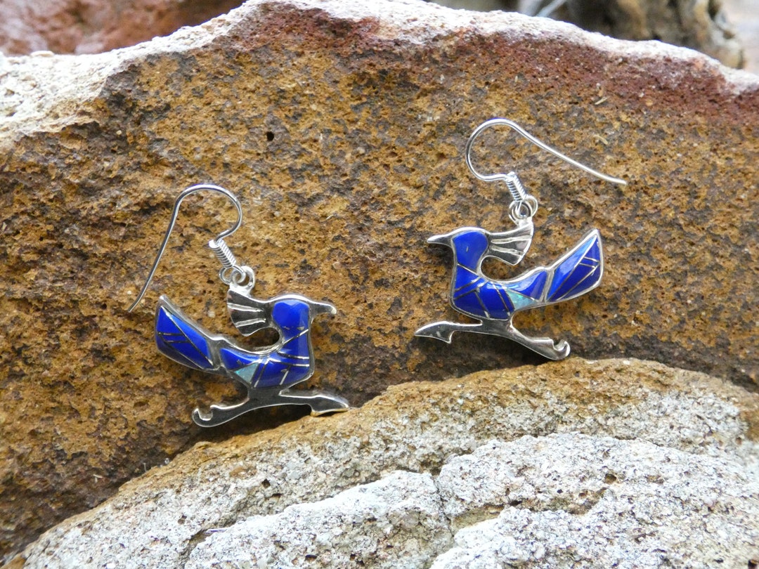Roadrunner Nice Dark Blue Lapis & Opal Sterling Silver Inlay French ...