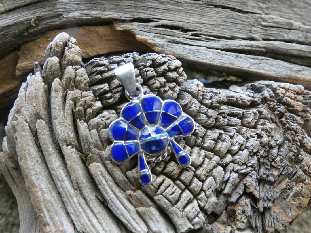 Gorgeous Zuni Sun God Lapis Lazuli Gemstone Mix & Opal Inlay Pendant ...