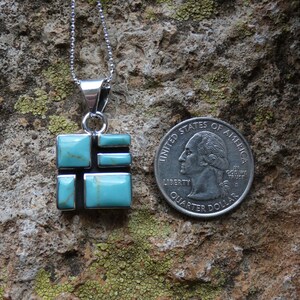 Turquoise Mosaic Square Gemstone Pendant Handmade in USA Sterling ...