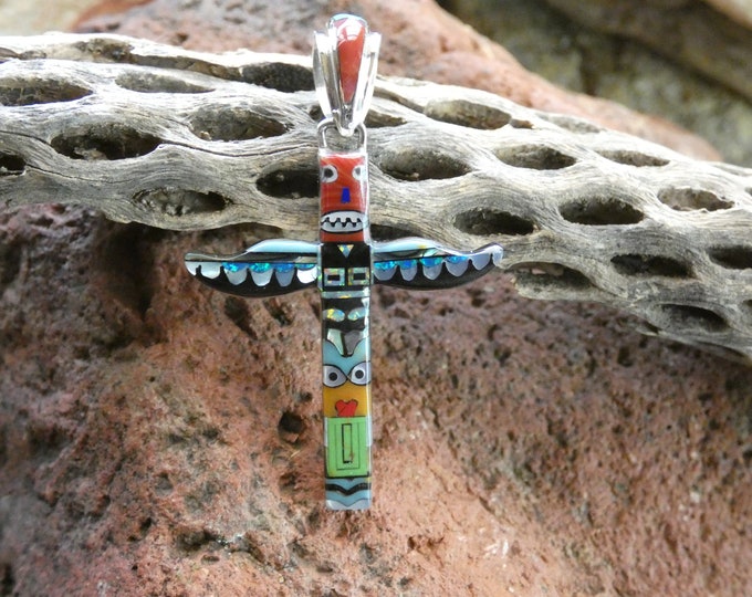 Totem Pole Micro Inlayed Very Detailed With Faces Multi Gemstone & Fire ...