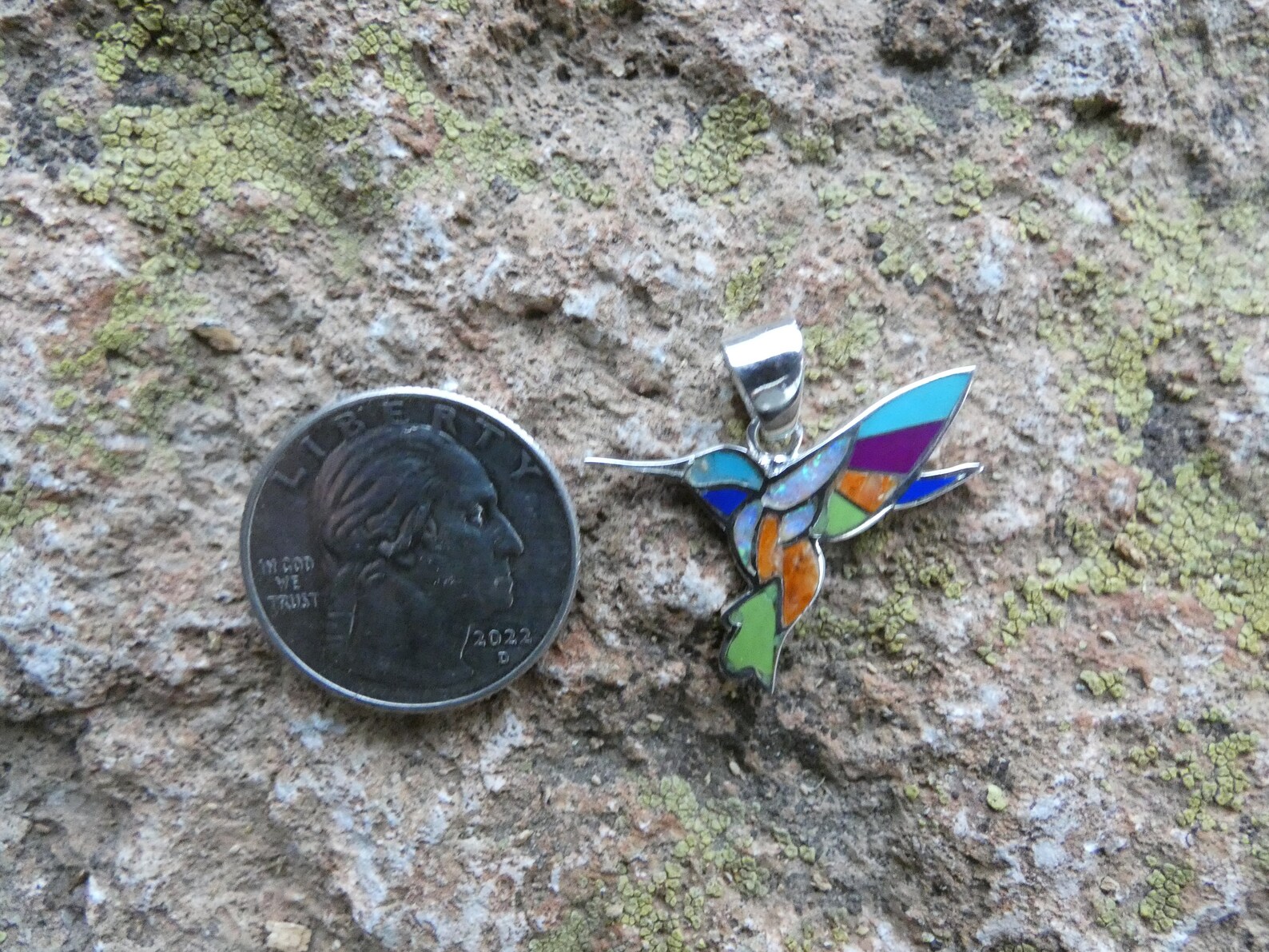 Hummingbird (large Size) Colorful Multi Gemstone & Opal Inlay Sterling ...