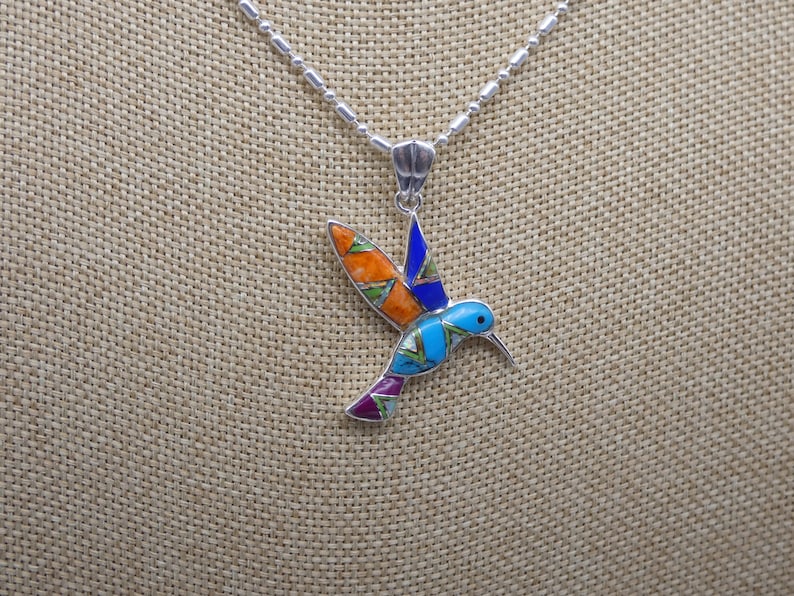 Hummingbird Southwestern Sterling Silver 925 Pendant Colorful Multi ...