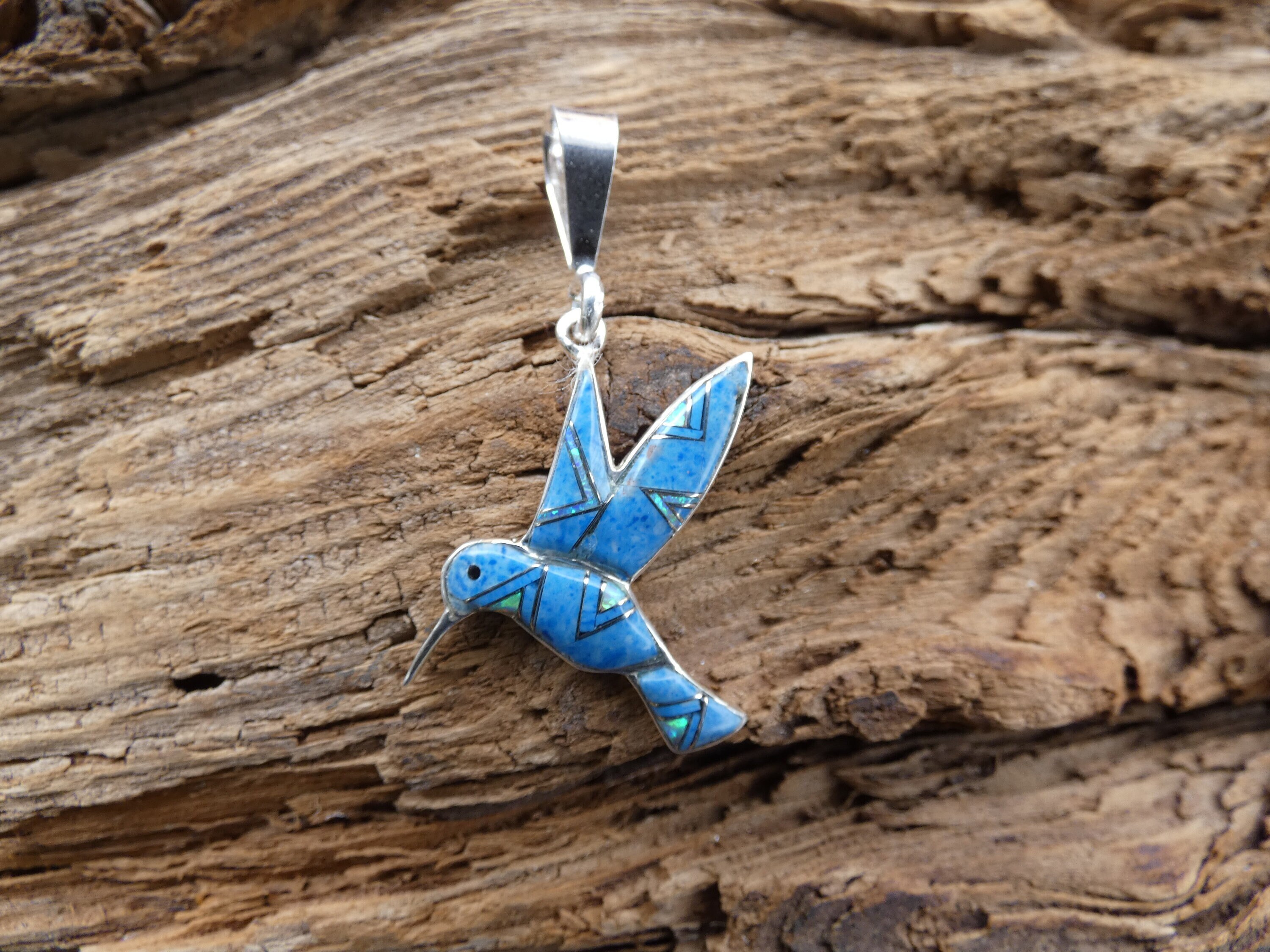 Hummingbird Southwestern Sterling Silver Pendant Denim Blue - Etsy