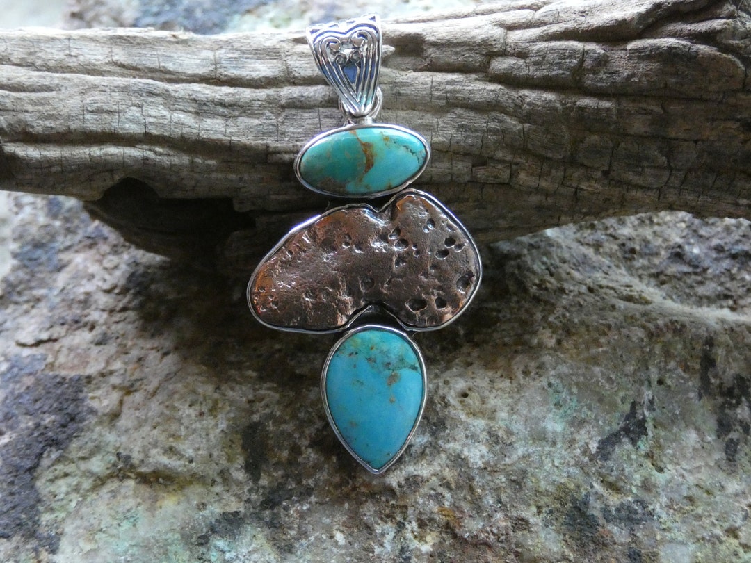 Handcrafted Unique NICE Boulder Turquoise Copper Southwestern Western ...