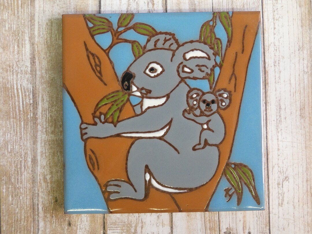 Ceramic Art Tile 6x6 Australian Koala Bear With - Etsy