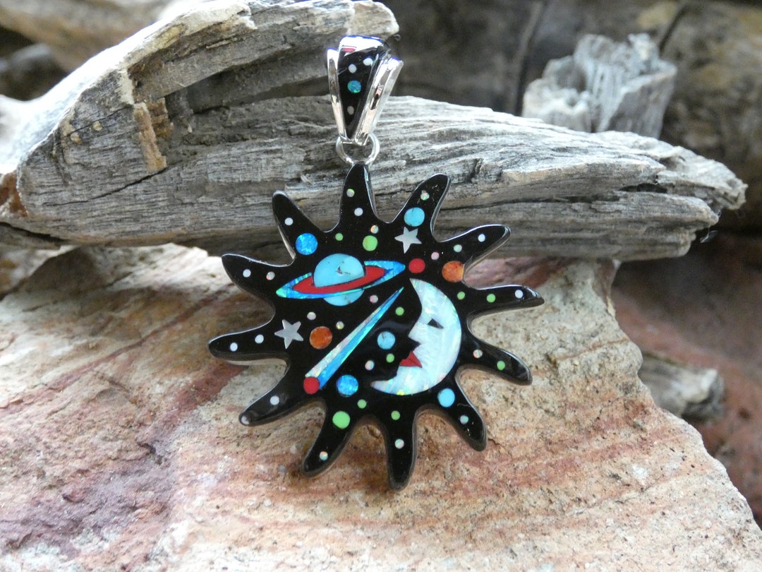 Sun Galaxy Sky Crescent Moon Stars Planet Handcrafted Vibrant Multi ...