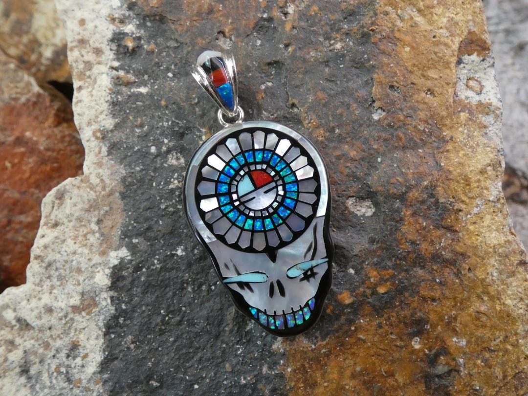 Grateful Dead Skull With Zuni Sun God Southwestern Design Multi ...