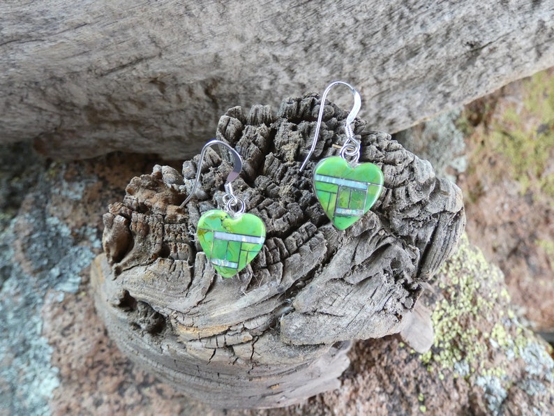 Southwest Sterling Silver 925 Green Gaspeite With Opal Heart - Etsy