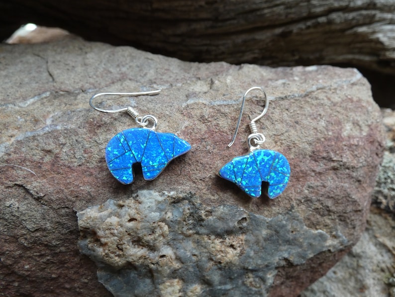 Blue Opal Native American Bear Symbol Southwestern Sterling - Etsy