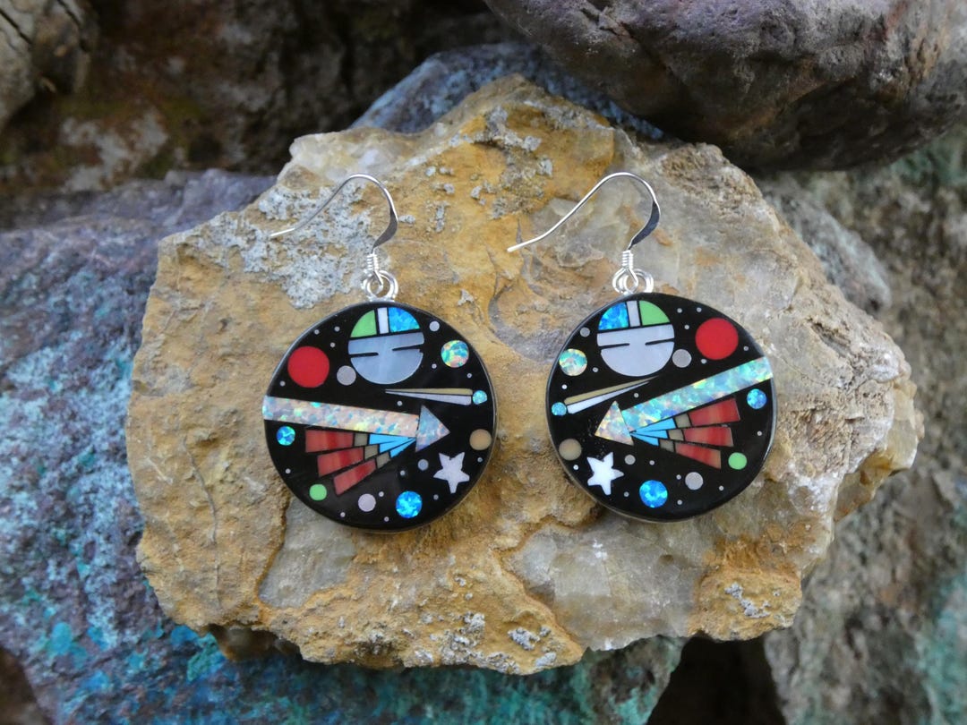 Zuni Sun God Galaxy Night Sky Stars Planets Handcrafted Multi Gemstone ...