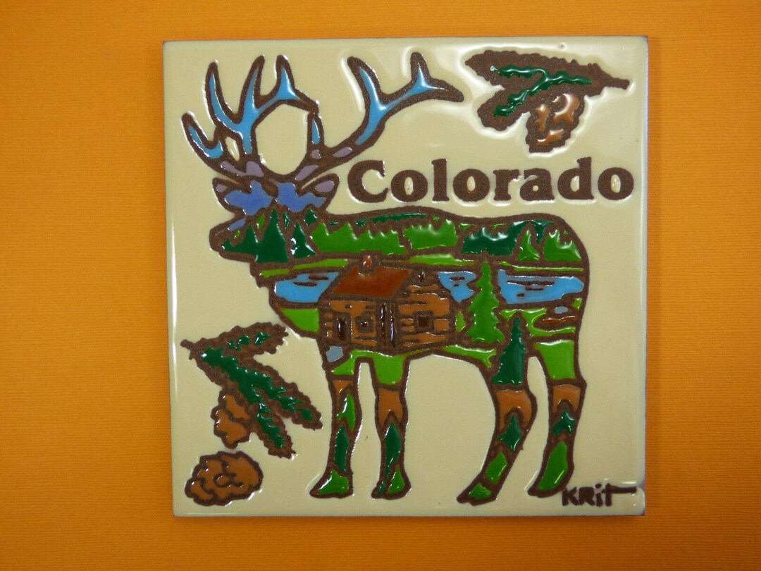 Ceramic Art Tile 6"x6" Colorado Collectors Tile Elk Deer Buck Wildlife ...
