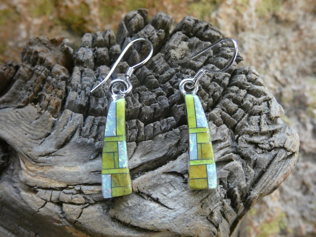 Green Gaspeite Southwestern Sterling Silver 925 With White Opal ...