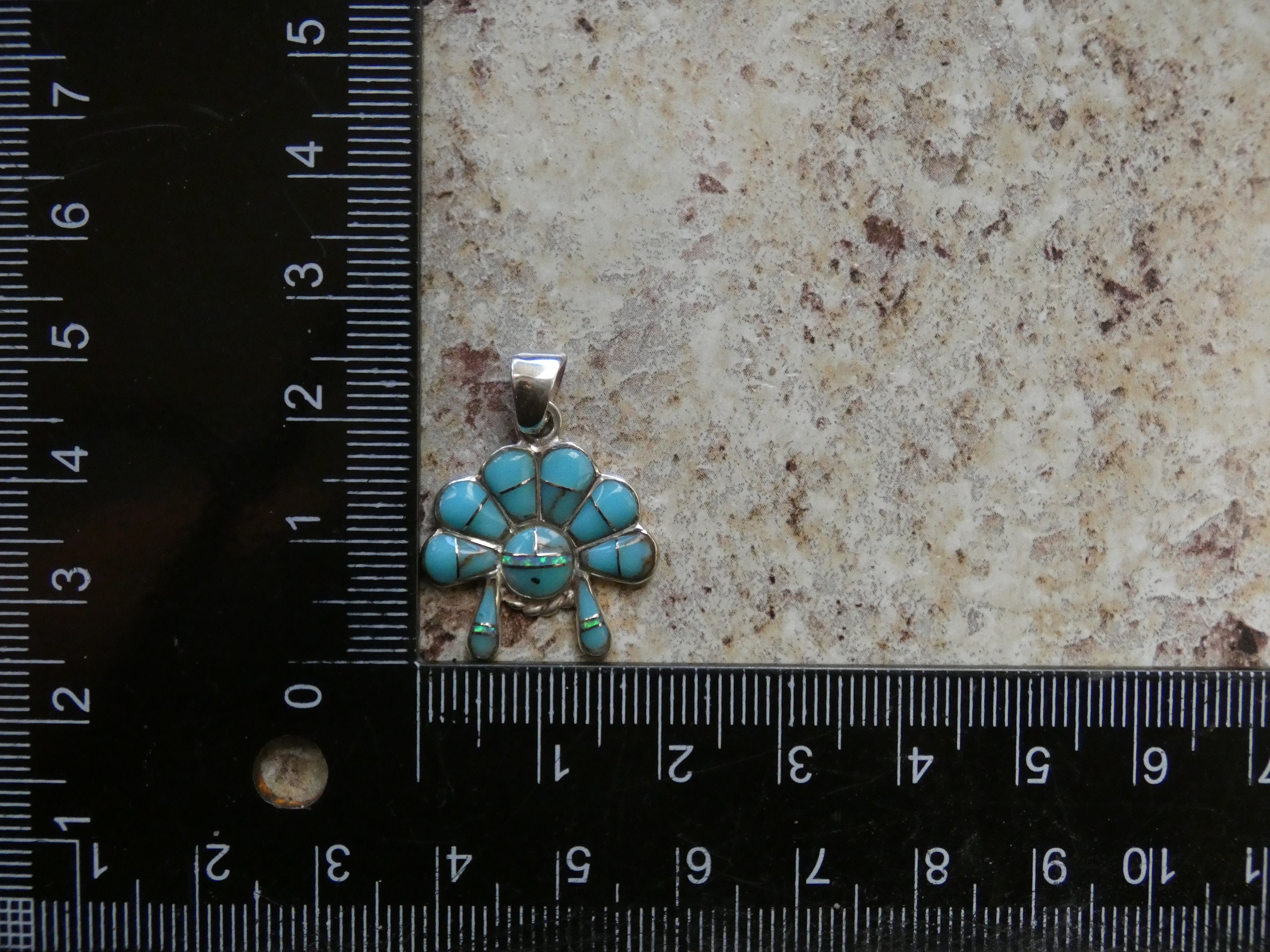 Gorgeous Zuni Sun God Blue Turquoise Gemstone Mix & Opal Inlayed ...