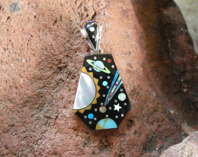 Micro Inlay Galaxy Night Sky Mother Earth Stars Moon Planets Handmade ...