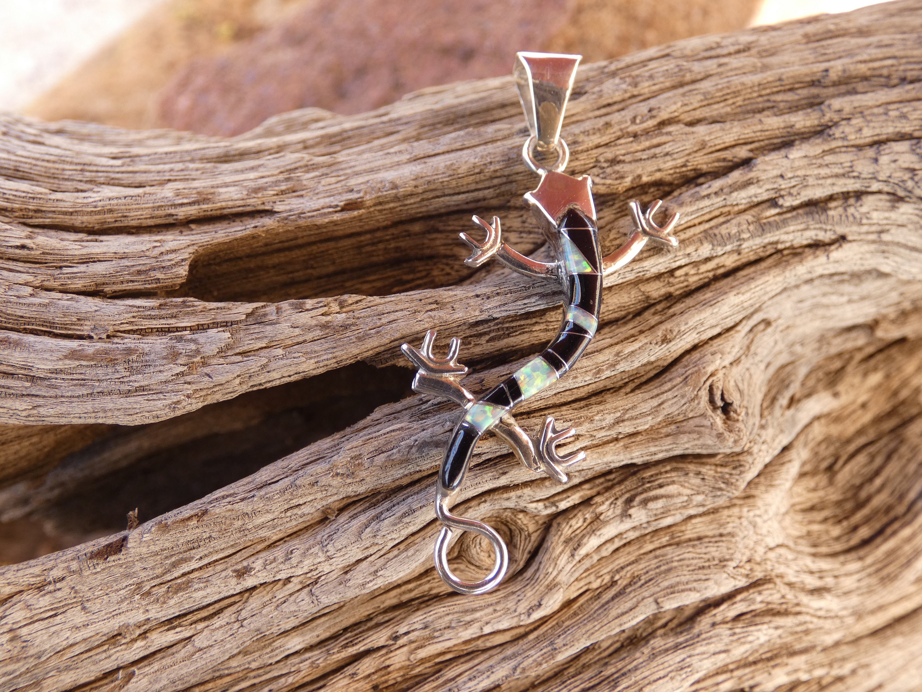 Lizard Gecko Southwestern Handcrafted Sterling Silver Black - Etsy