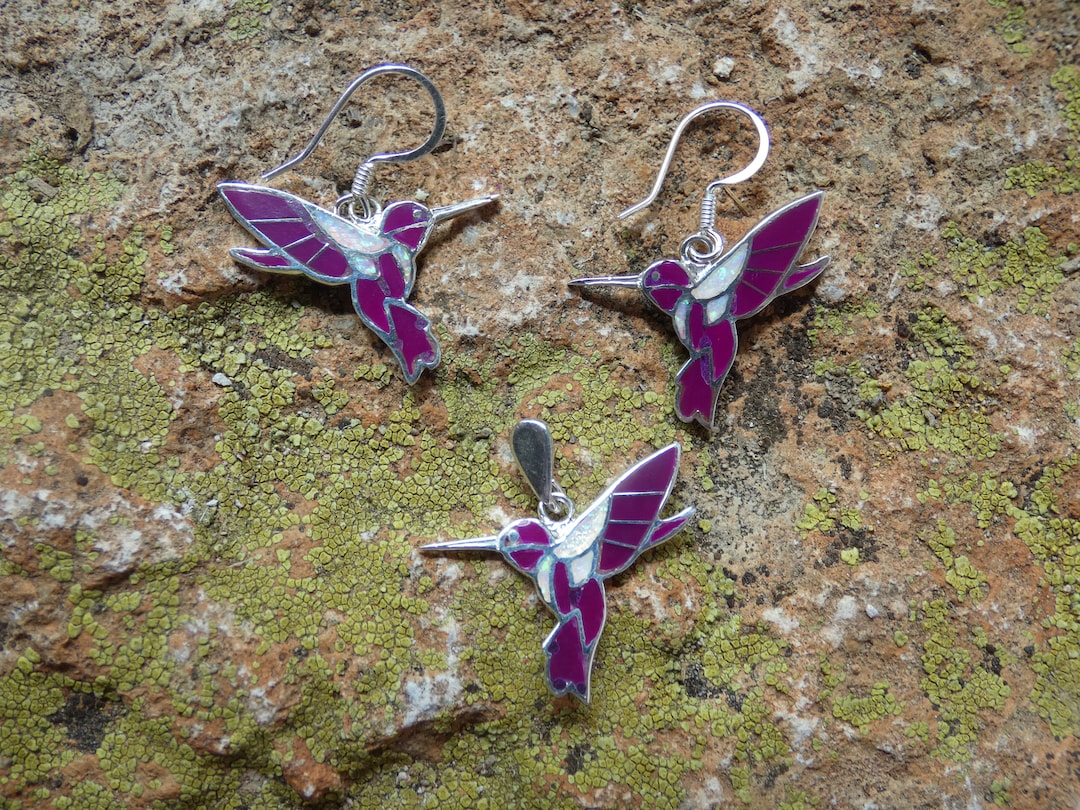Hummingbird Southwestern Sterling Silver Nice Purple Sugilite Gemstone ...