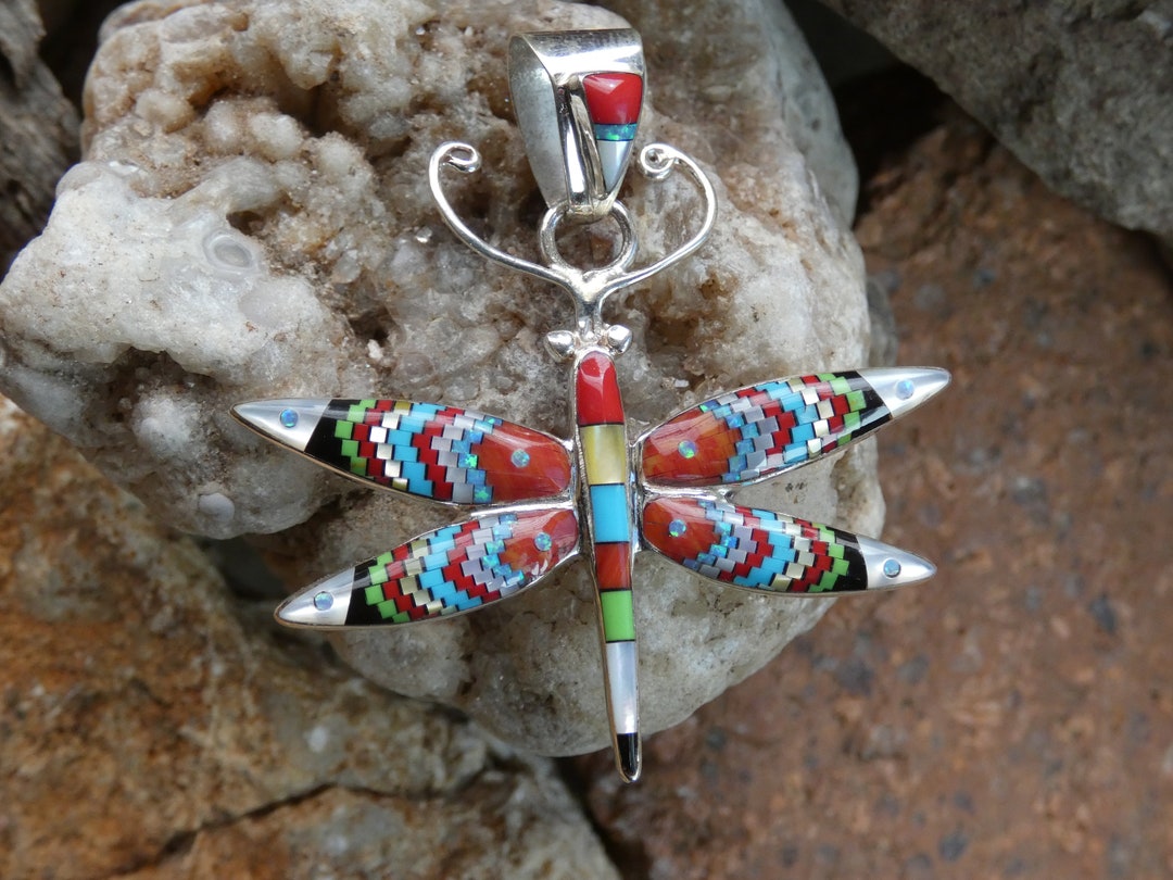 Mosaic Dragonfly Very Detailed Multi Gemstone Micro Inlay Handcrafted ...