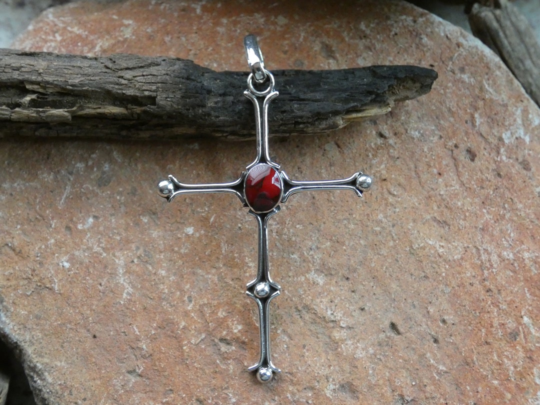 Cross Pendant Religion Faith Beautiful Handcrafted Red Jasper Nice ...