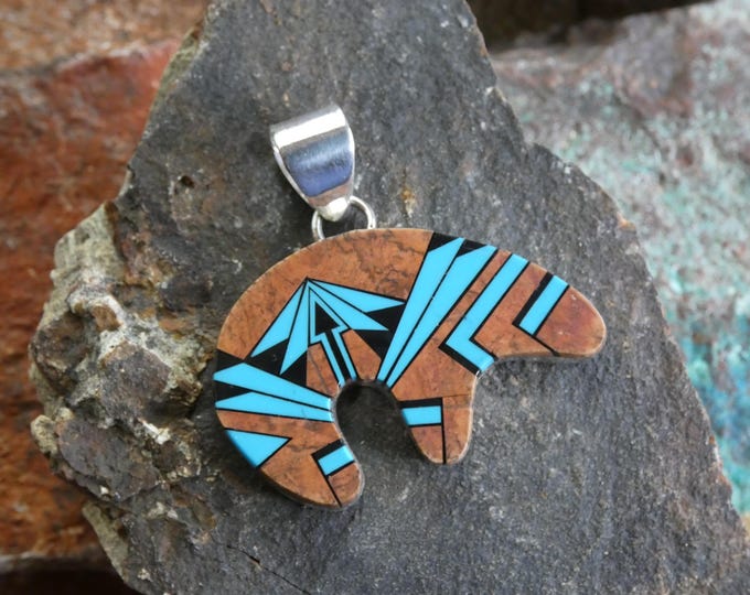 Turquoise Black Onyx Jasper Gemstone Native American Inspired Bear ...