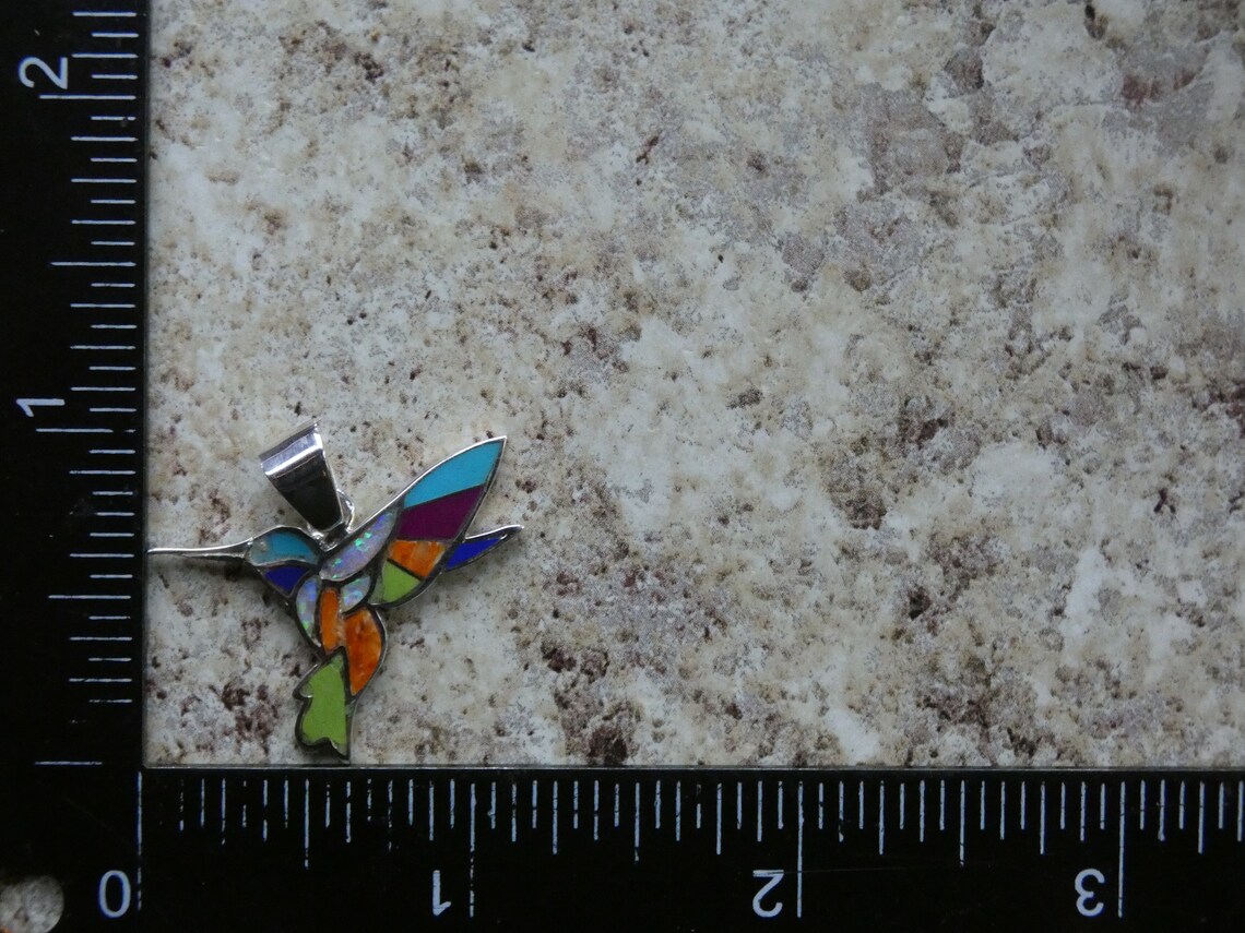 Hummingbird (large Size) Colorful Multi Gemstone & Opal Inlay Sterling ...