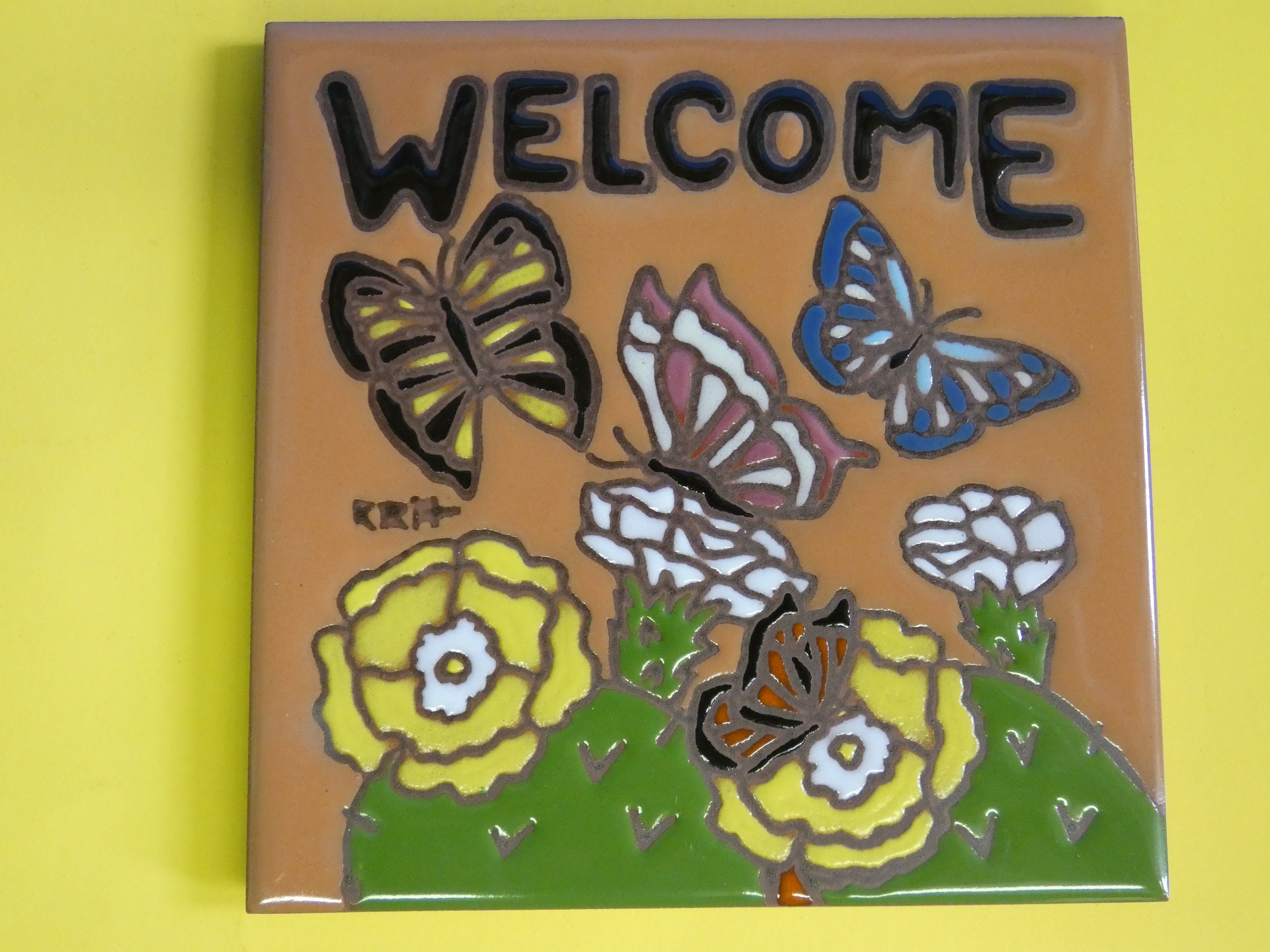 Ceramic Art Tile 6x6 Welcome Sign Trivet Or Wall | Etsy