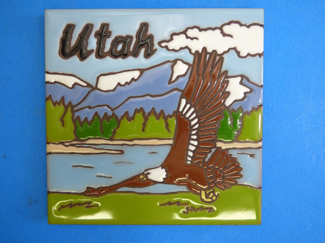 Ceramic Art Tile 6"x6" Utah Collectors Tile Bald Eagle Lake Snow Capped ...