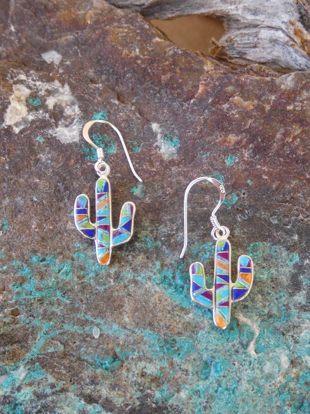 Saguaro Cactus Sterling Silver 925 Colorful Multi Gemstone Highlighted ...