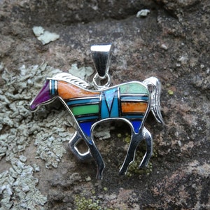 Horse Pony Stallion Southwestern Western Sterling Silver 925 Colorful ...