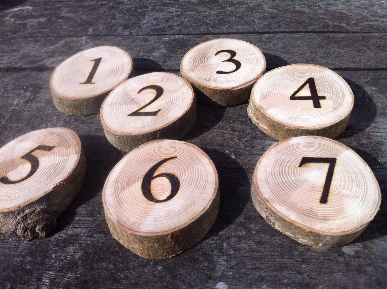 Rustic Hardwood Table Number Log Slices 9-12x2cm - Etsy UK
