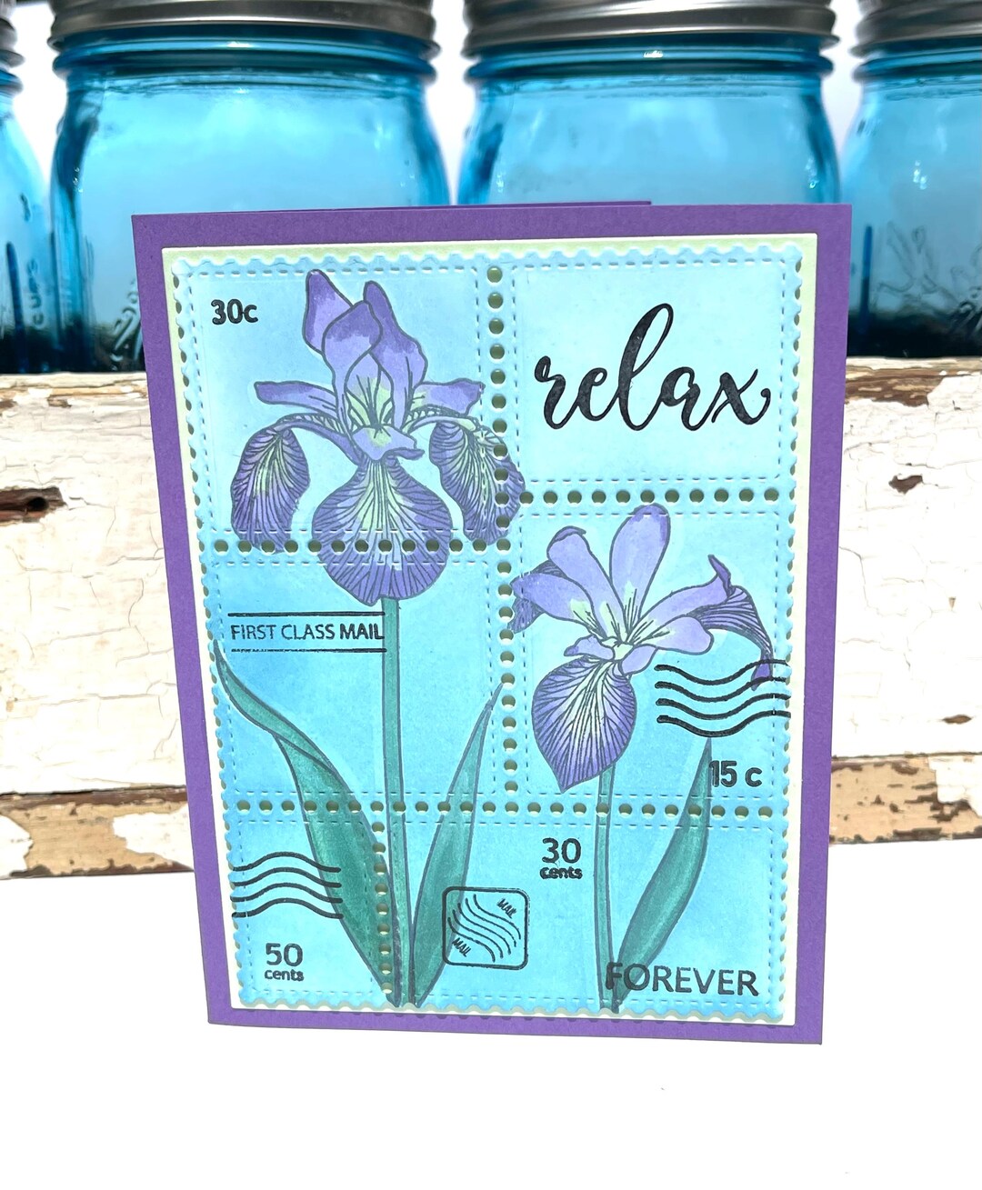 Postage Stamp Relax Card - Etsy