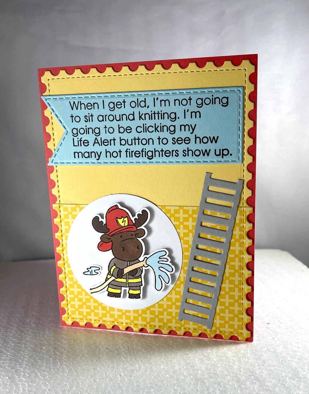Moose Firefighter Birthday Card - Etsy