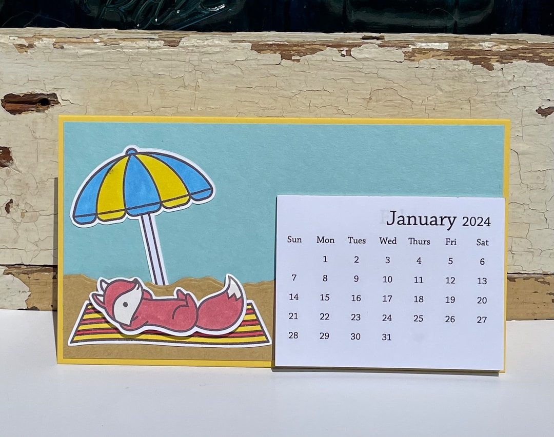 2024 Beach Fox Stand up Desk Calendar - Etsy
