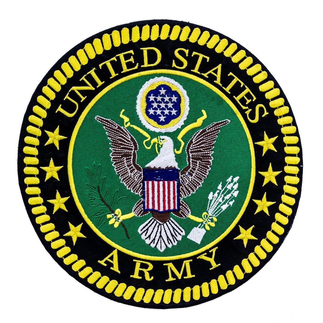 US Army Yellow Green Black Round Iron on Patch for Biker Vests ...