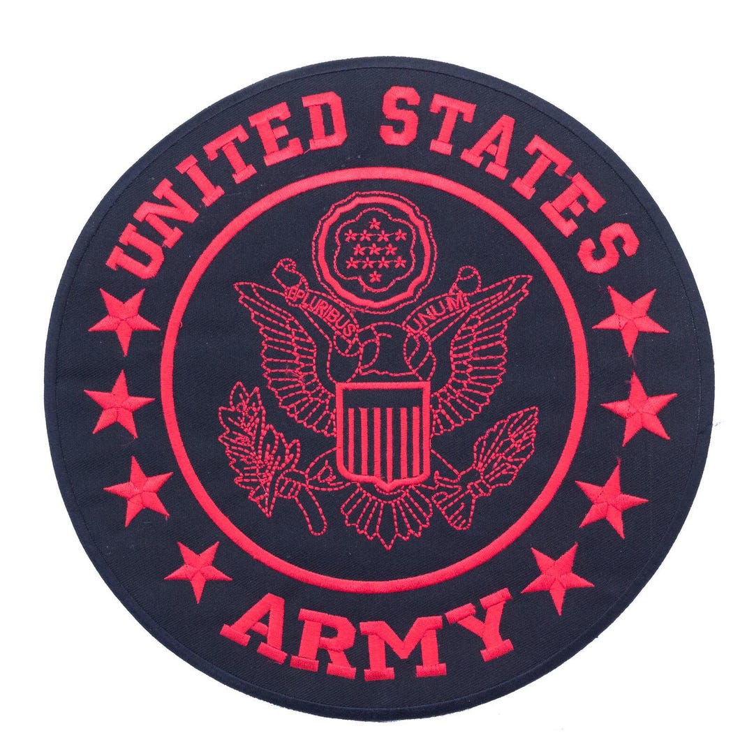 US Army Red Round Embroidered Iron on Patch for Biker Vests & Jackets ...