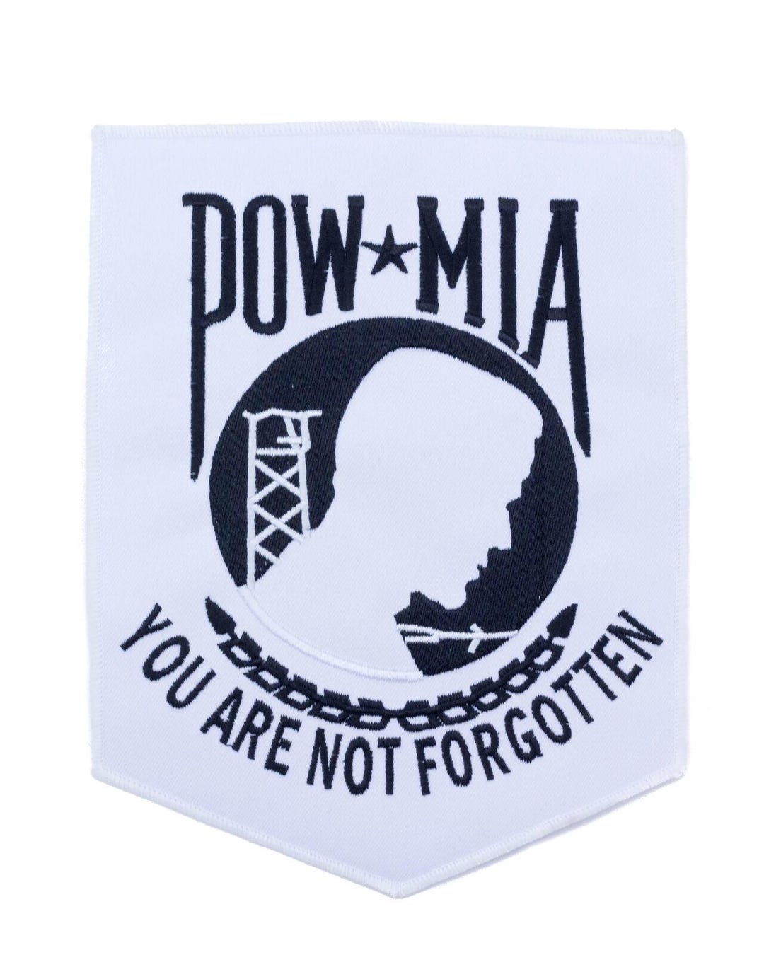 POW MIA White on Black Iron on Patch for Biker Vests & Jackets - Etsy
