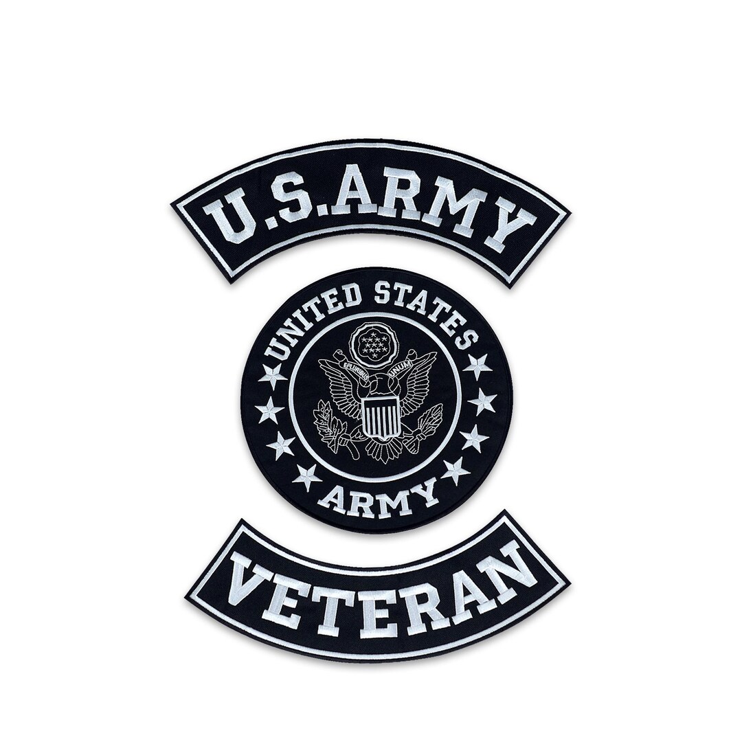 US Army Veteran Large Back Patch 10 Center Patch 12 X 3 Rockers for ...