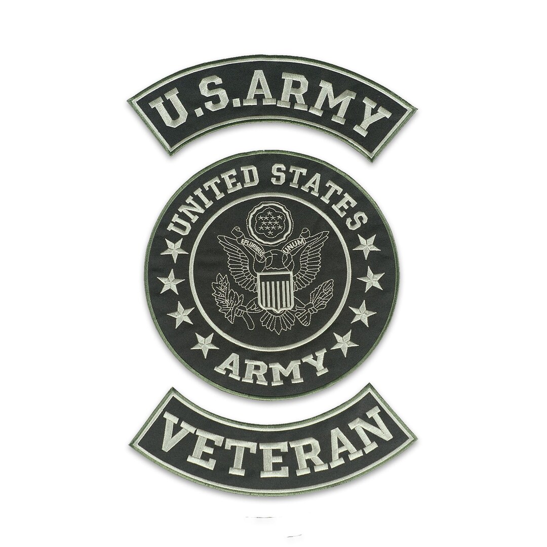 US Army Veteran Large Back Patch 10 Center Patch 12 X 3 Rockers for ...