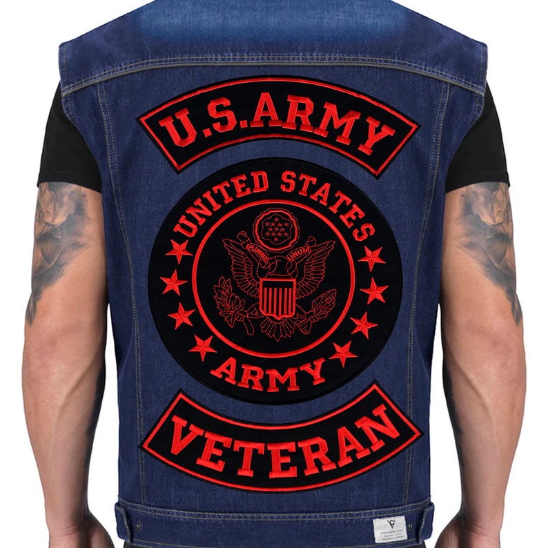 US Army Veteran Patch Set Red on Black 3 Pieces Set - Etsy