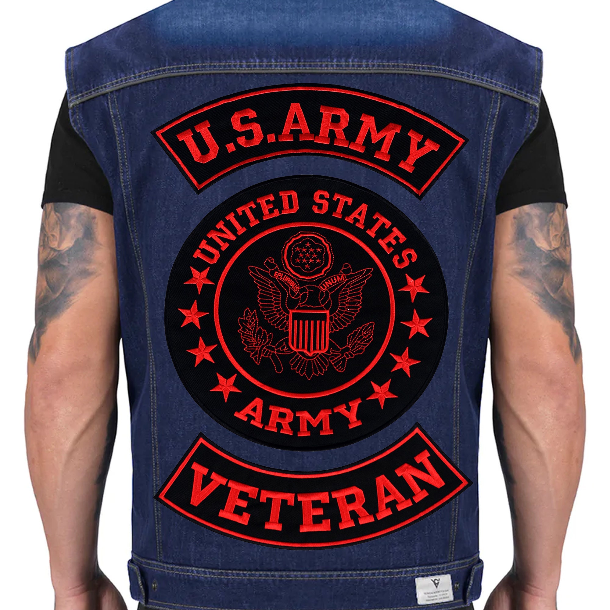 US Army Veteran Patch Set Red on Black 3 Pieces Set - Etsy