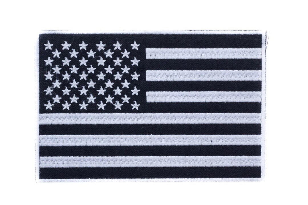 USA Flag Black on White Iron on Patch for Vests & Jackets - Etsy