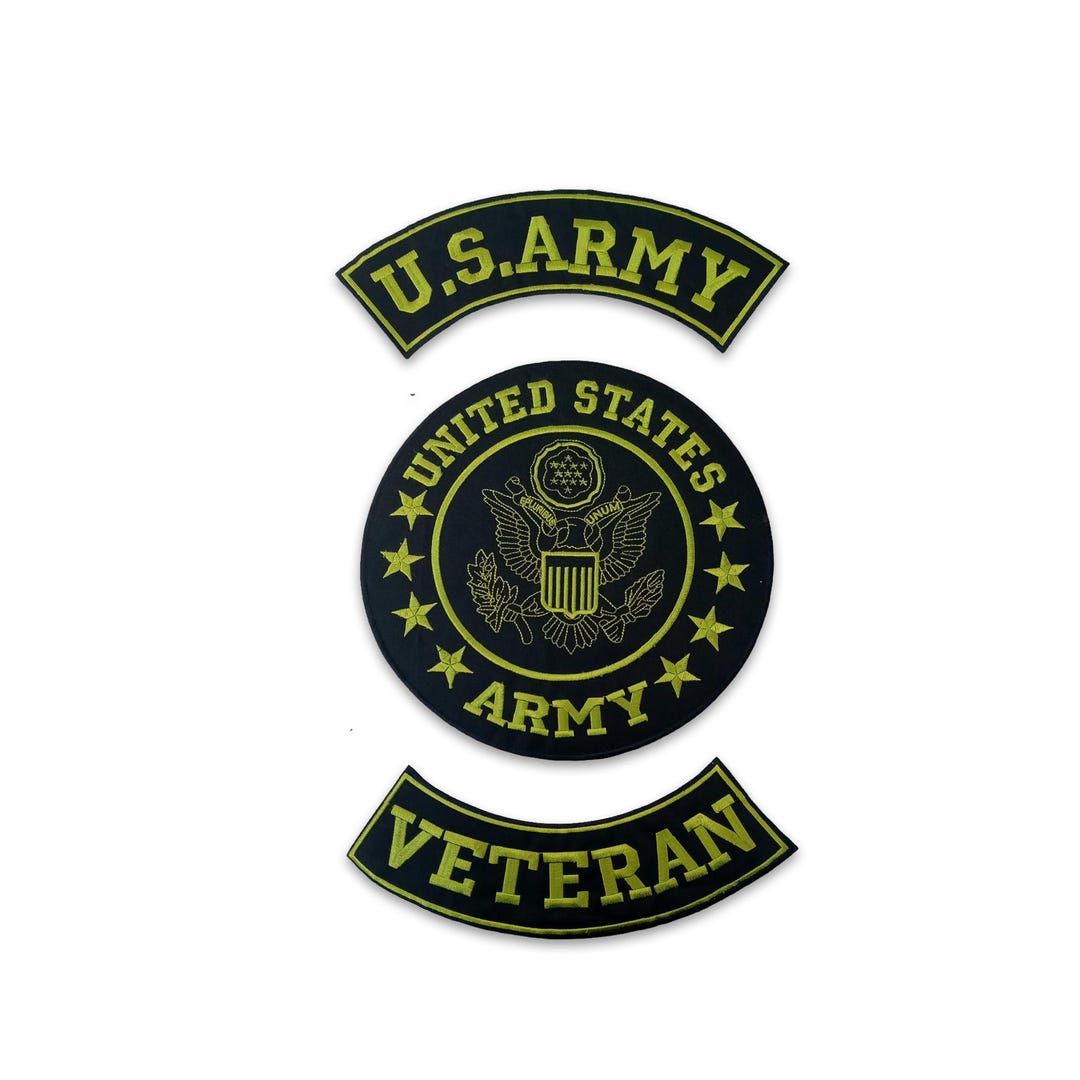 US Army Veteran Large Back Patch 10 Center Patch 12 X 3 Rockers for ...