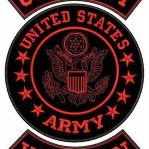 US Army Veteran Patch Set Red on Black 3 Pieces Set | Etsy